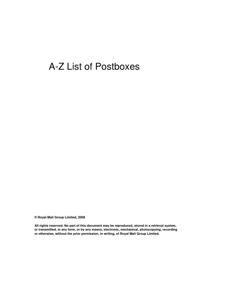 PO Boxes A-Z | PDF | Postal System | Logistics