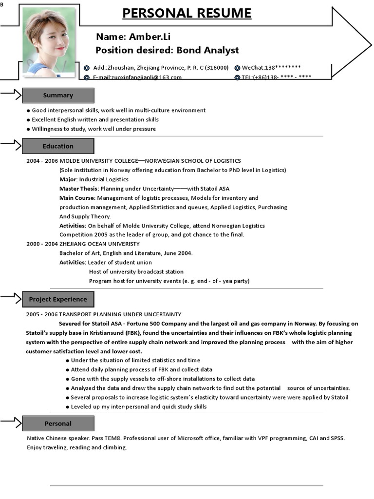 (General Resume) Simple Resume With One-Page 03-WPS Office | PDF ...