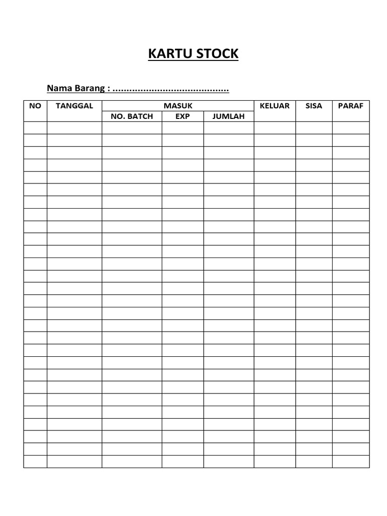 Kartu Stock | PDF