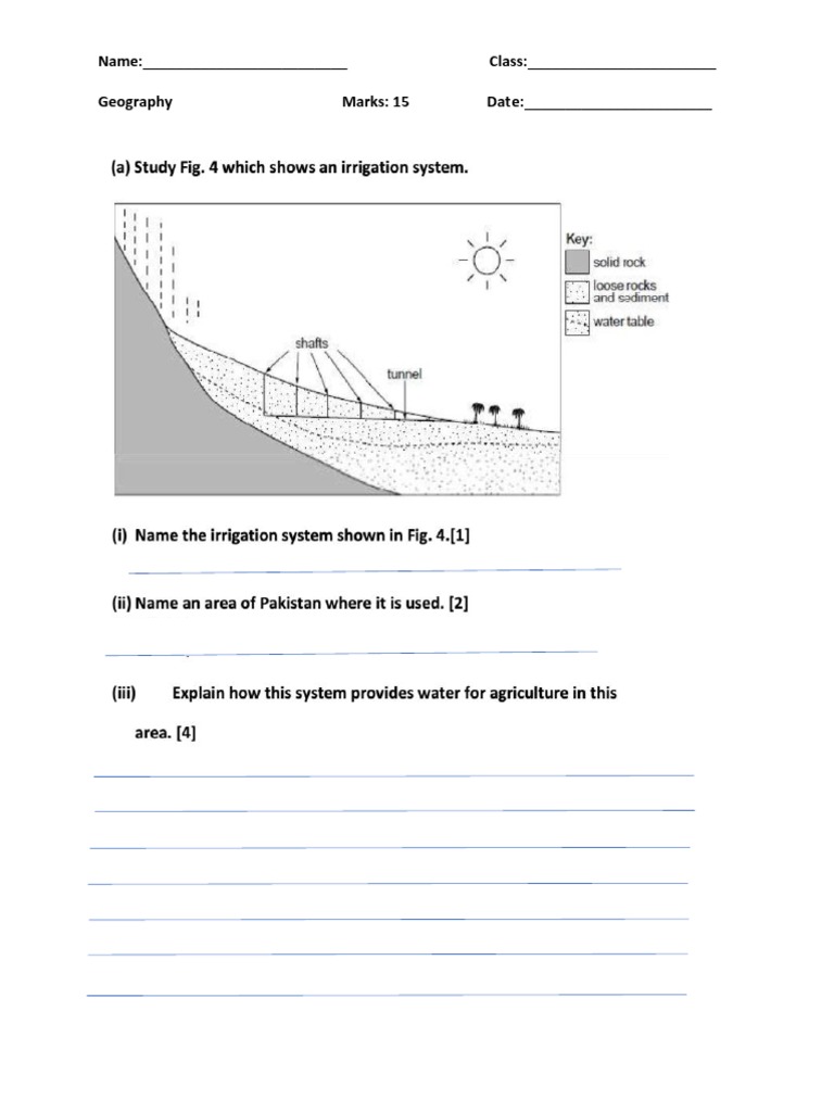 Irrigation Worksheet for Class 8 | PDF | Nature