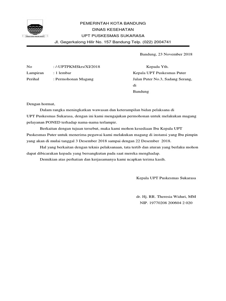 Surat Permohonan Magang | PDF