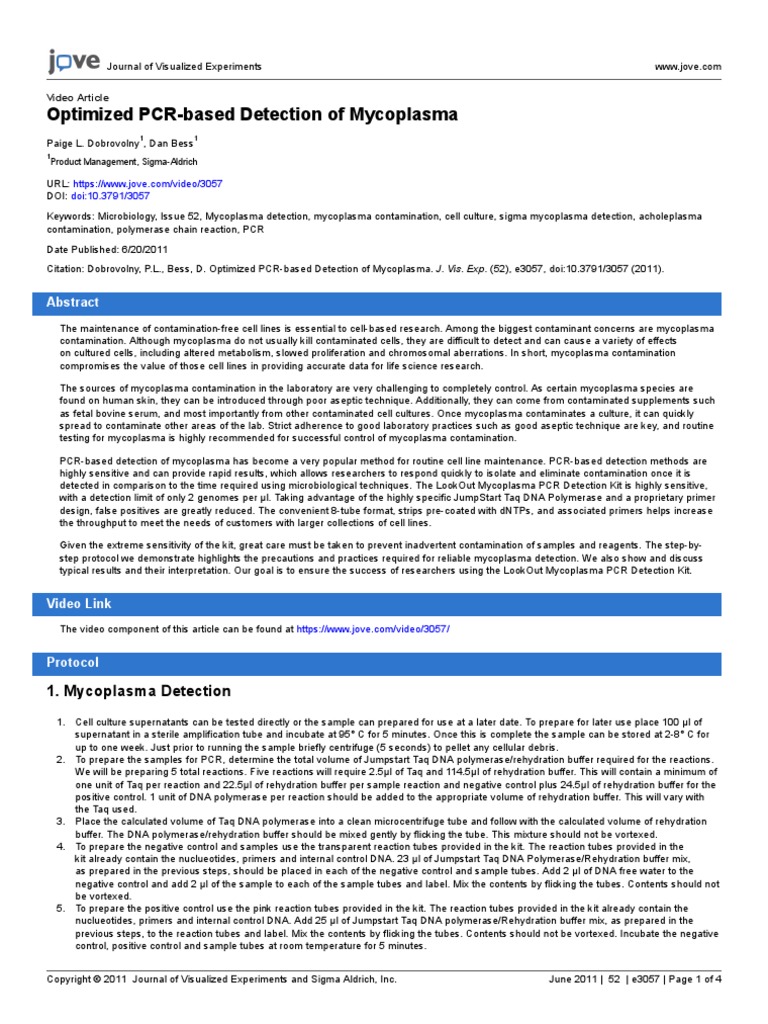 Journal of Visualized Experiments | PDF | Agarose Gel Electrophoresis ...