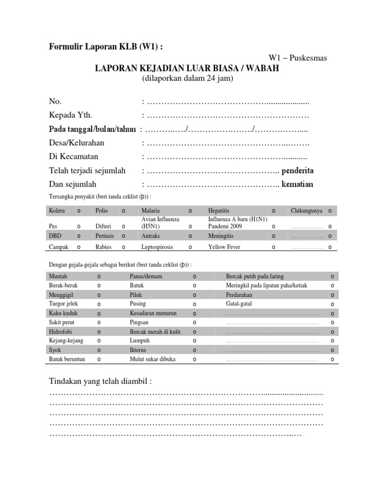 Formulir Laporan KLB | PDF