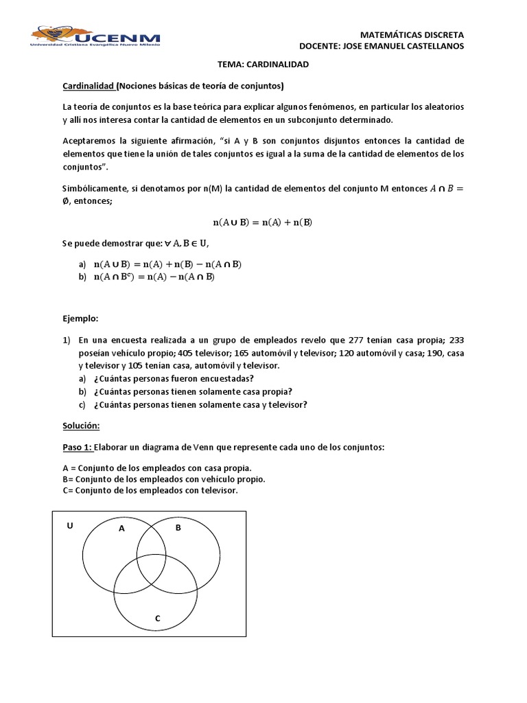 Cardinalidad de Conjuntos | Conjunto (Matemáticas) | Lógica matemática