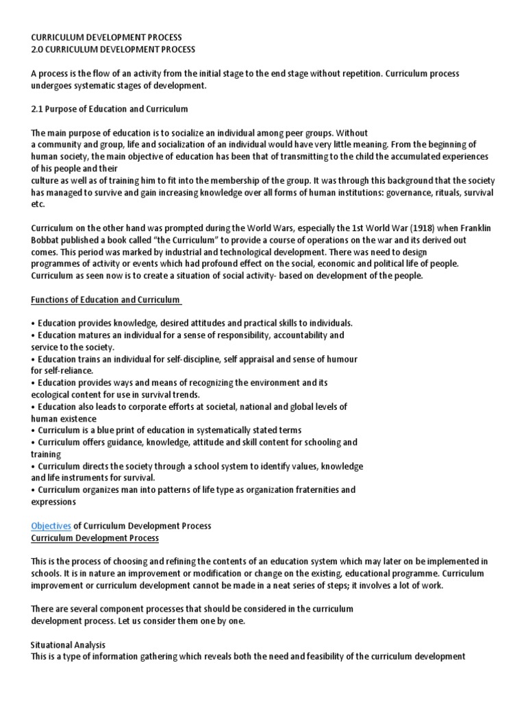 Curriculum Development Notes Pdf Curriculum Idealism