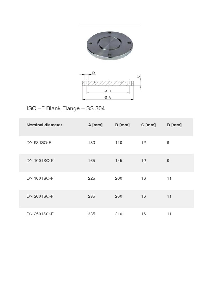 ISO F Flange Sizes | PDF