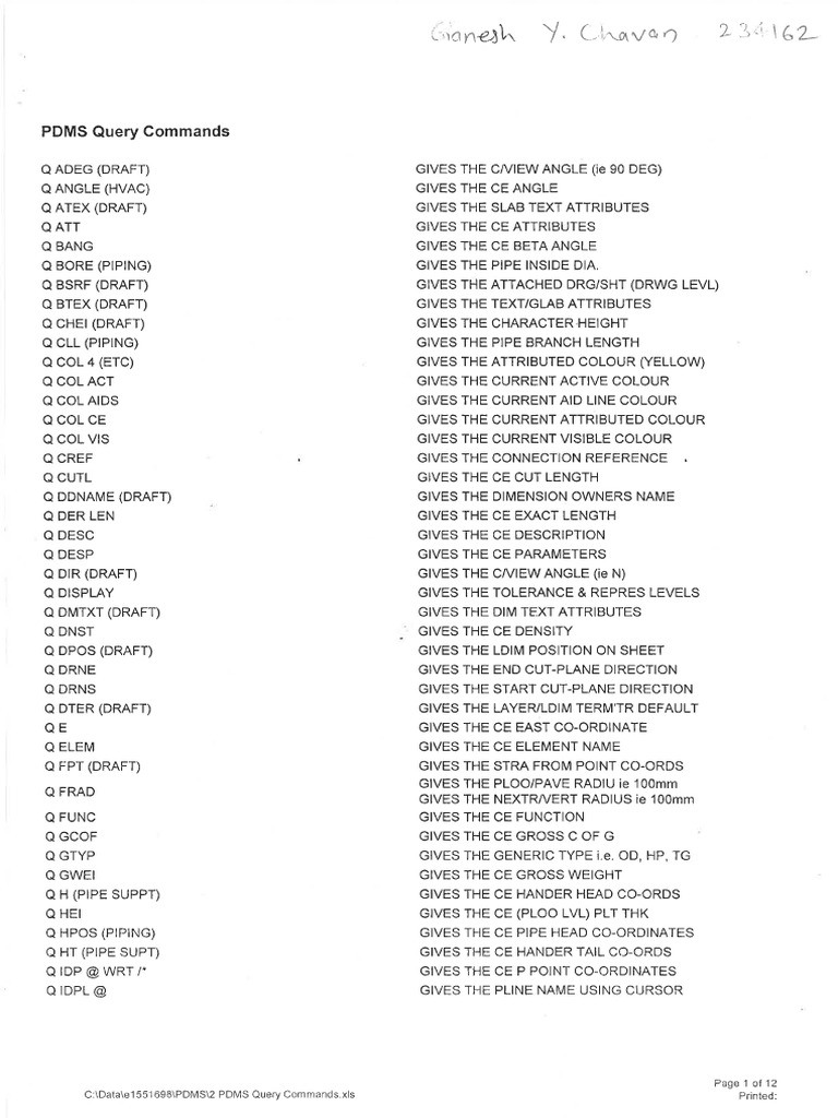 PDMS Command PDF | PDF