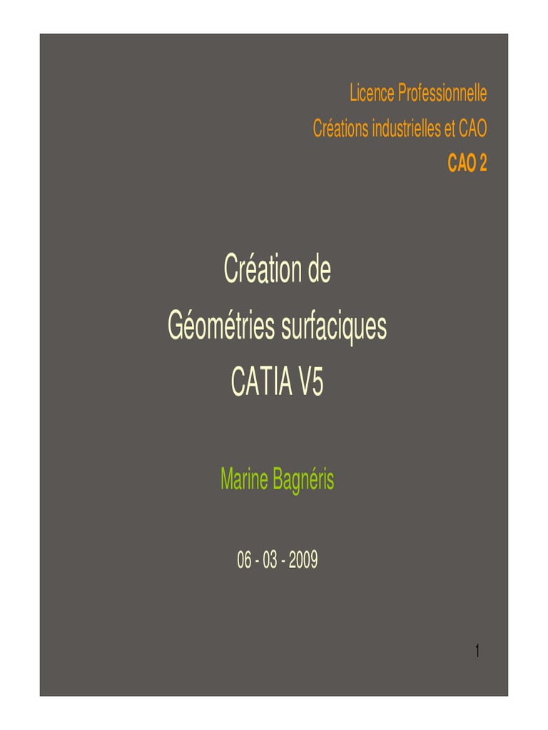 Création de géométries CATIA V5 | PDF | Conception assistée par ...