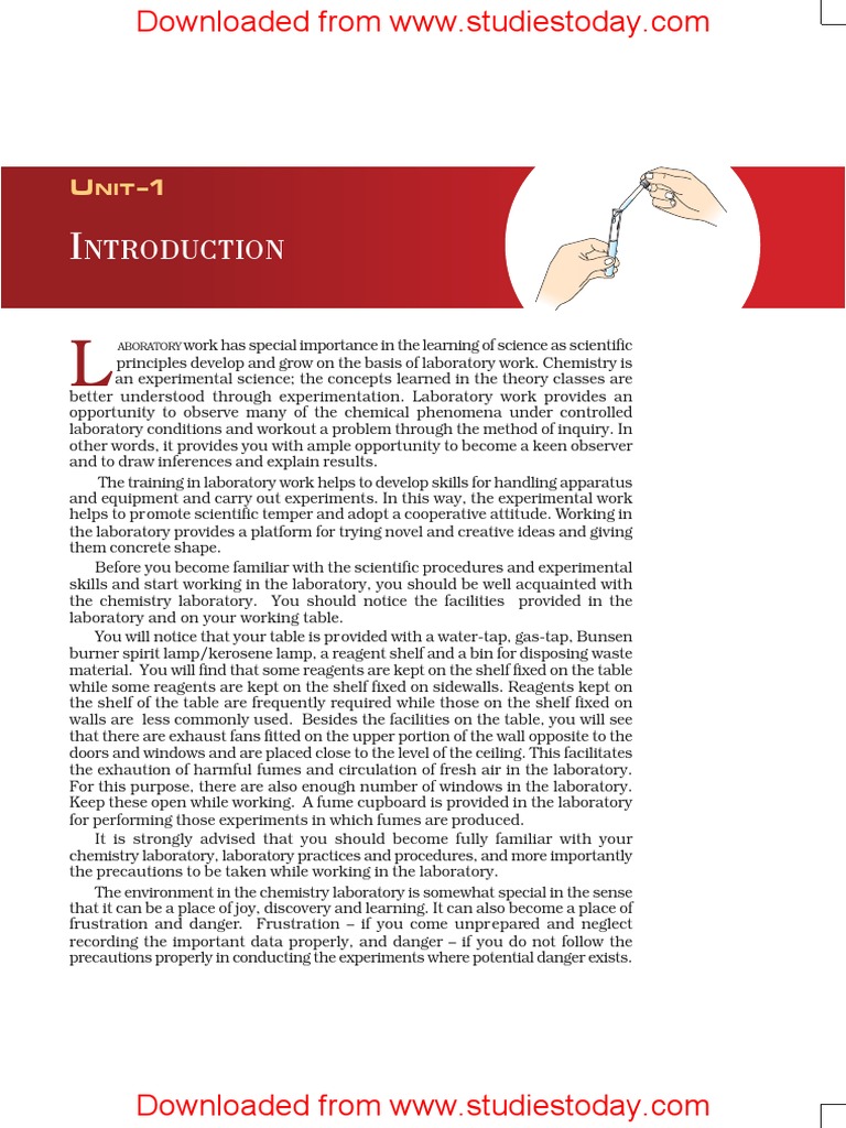 NCERT Class 11 Chemistry Lab Manual Introduction | PDF | Laboratories ...