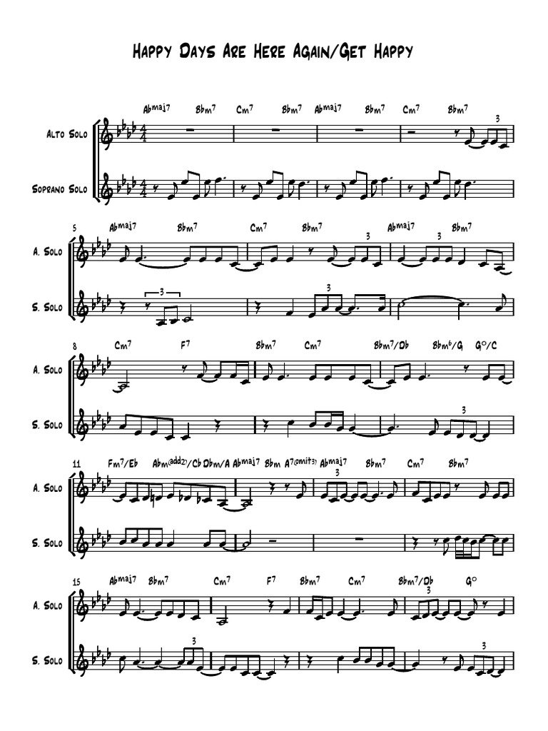 Happy Days Are Here Again/Get Happy - Lead Sheet | PDF