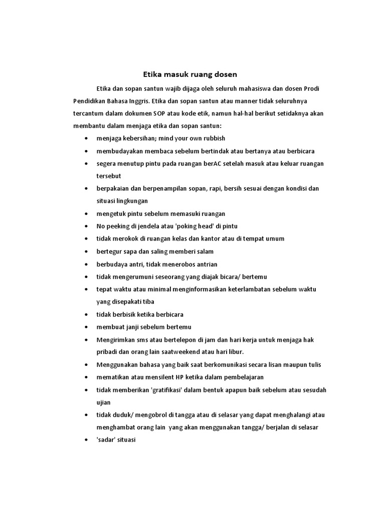 Etika Masuk Ruang Dosen Pdf