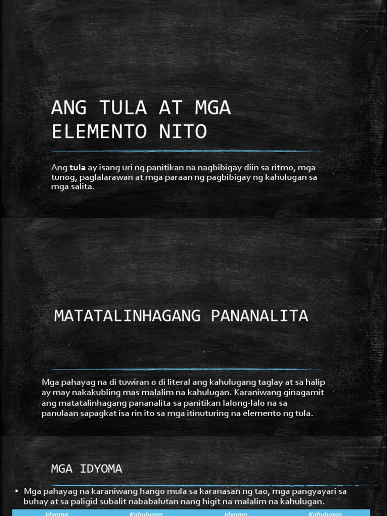 Ang Tula at Mga Elemento Nito