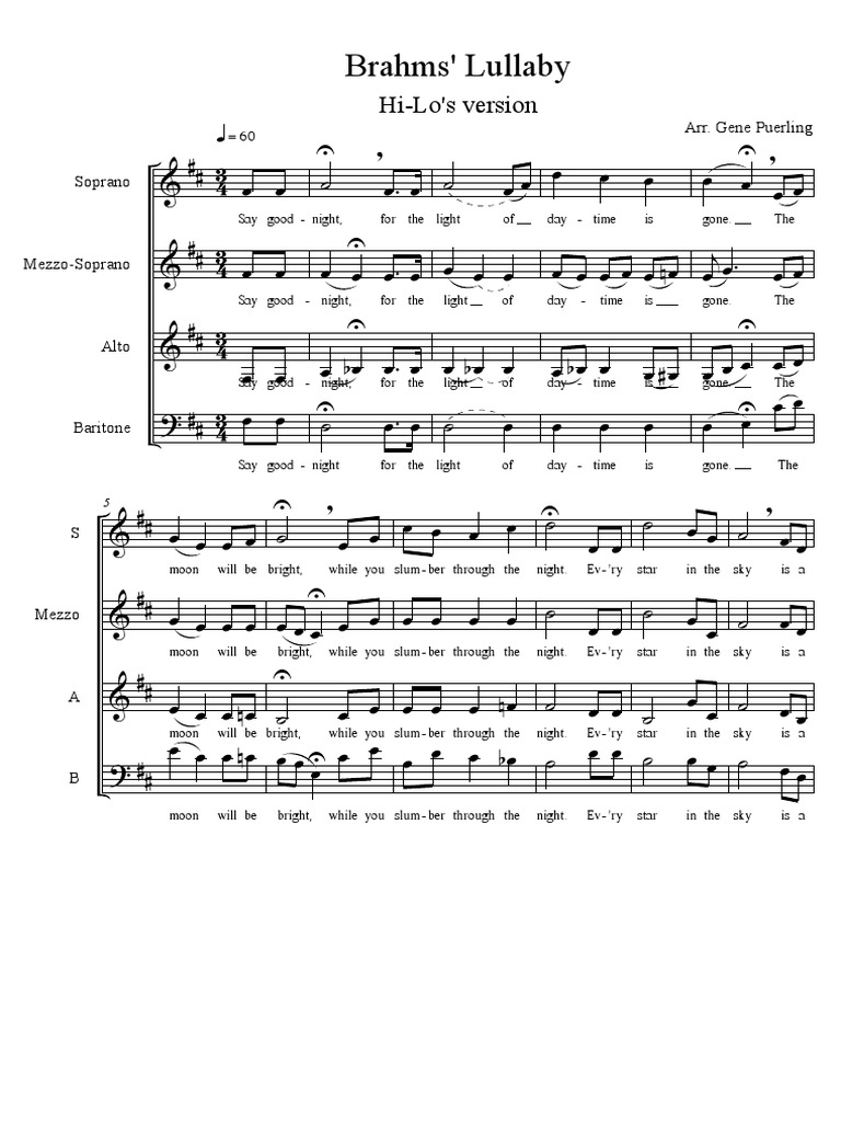 Brahms Lullaby - SMAB | PDF | Opera | Elements Of Music