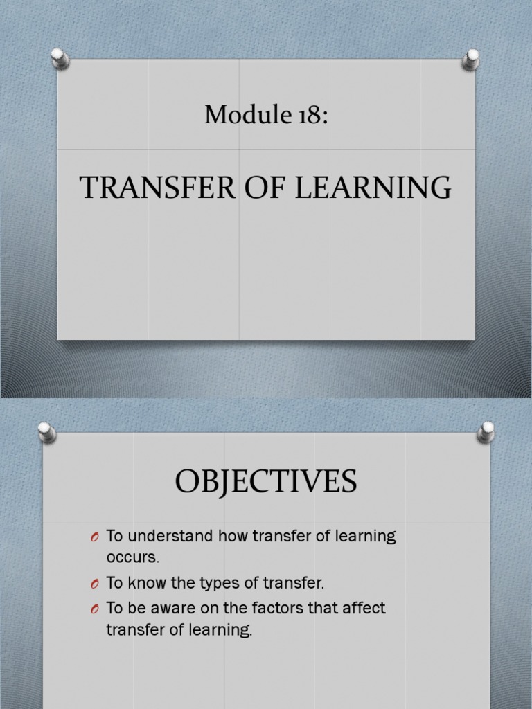 Transfer of Learning | PDF