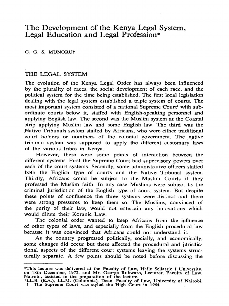 The Development of The Kenya Legal System, Legal Education and Legal ...