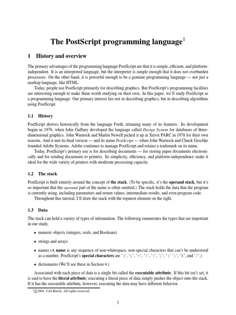 Postscript Programming Language | PDF | Boolean Data Type | Subroutine