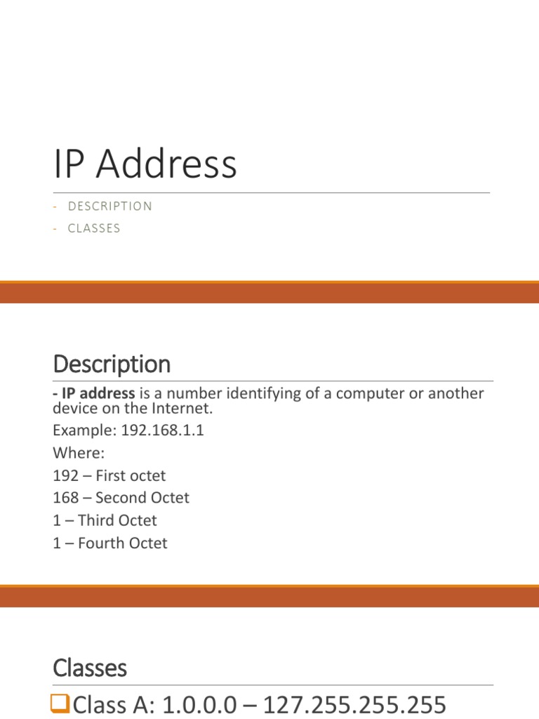 IP Address: Description Classes | PDF