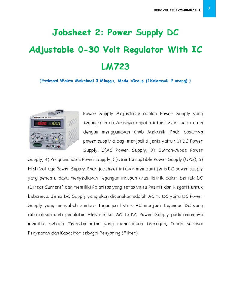 Jobsheet 2 DC Reglator IC TL073 | PDF
