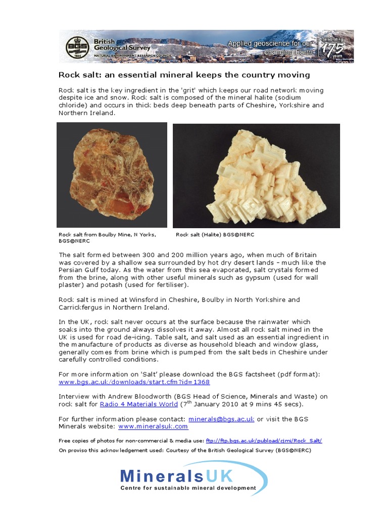 Rock Salt Information | PDF | Solid State Chemistry | Natural Materials