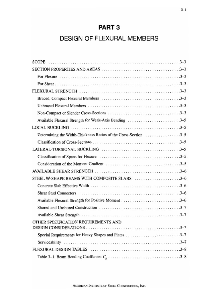 AISC - Manual 13th - PART3 - Design of Flexural Members | PDF