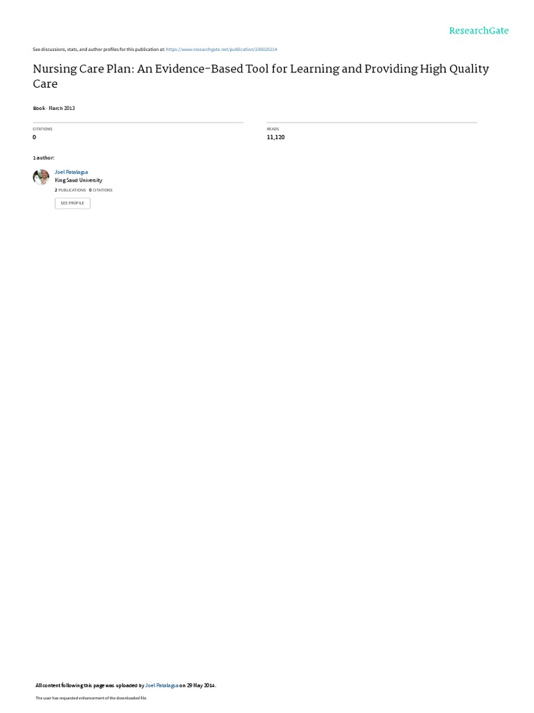 Nursing Care Plan: An Evidence-Based Tool For Learning and Providing ...