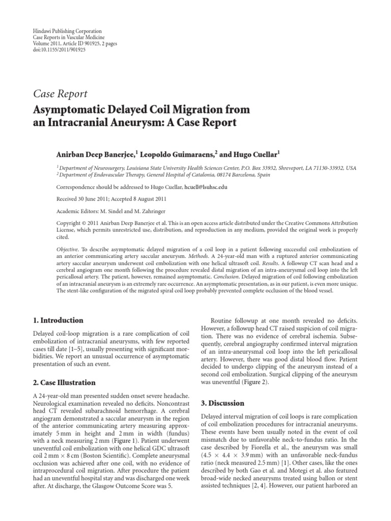 Coil Migration | PDF | Cardiovascular Diseases | Vascular Diseases