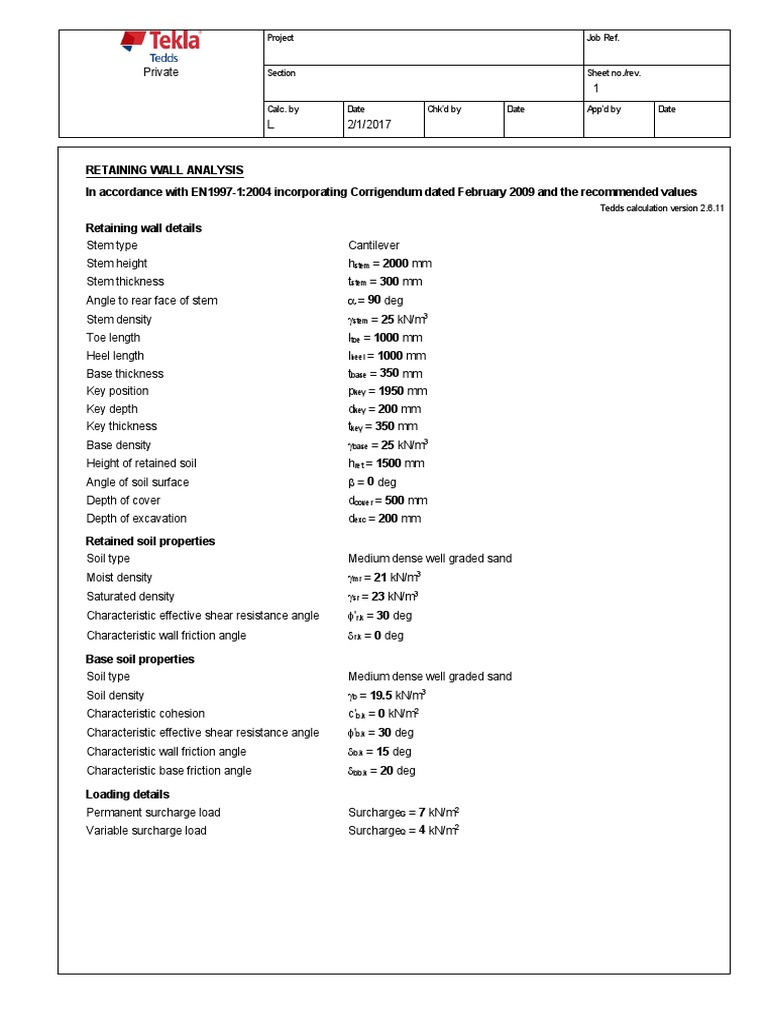 Retaining Wall Design | PDF | Strength Of Materials | Bending
