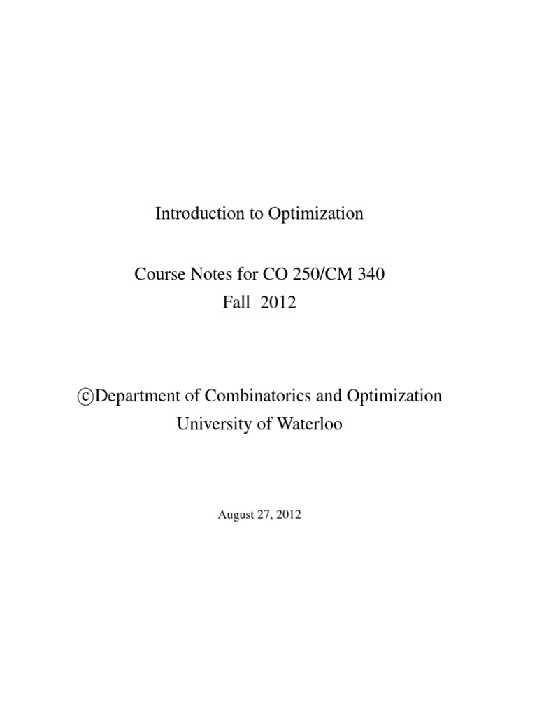Introduction To Optimisation PDF | PDF | Linear Programming | Mathematical Optimization