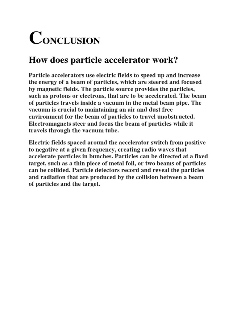 Onclusion How Does Particle Accelerator Work? | PDF