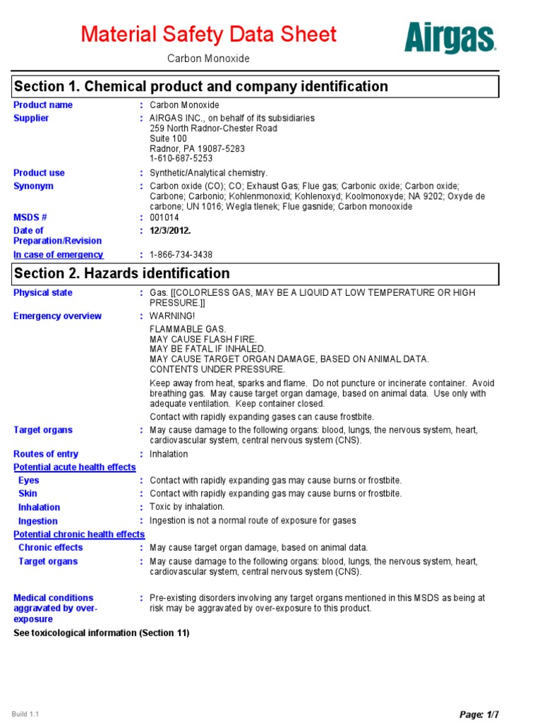 Msds | PDF | Toxicity | Carbon Dioxide