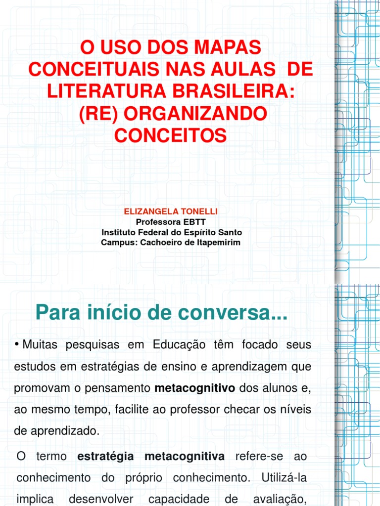 Mapa Conceitual No Ensino de Literatura - IfF | PDF | Aprendizado | Conceitos psicológicos