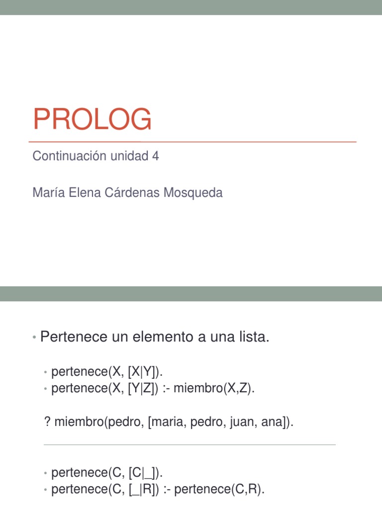 Unidad 4 5 Prolog Listas Ejercicios | PDF | Informática y tecnología de la información