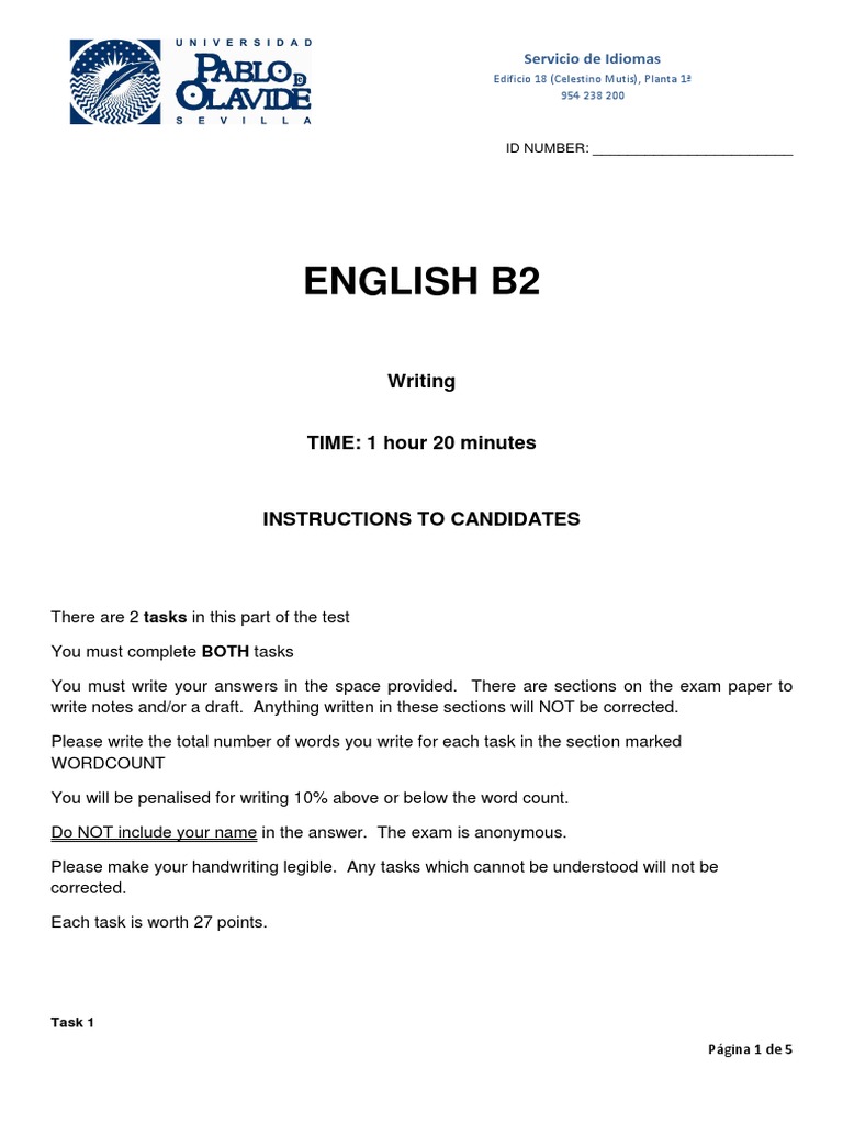 B2 Writing Test | PDF | Test (Assessment)