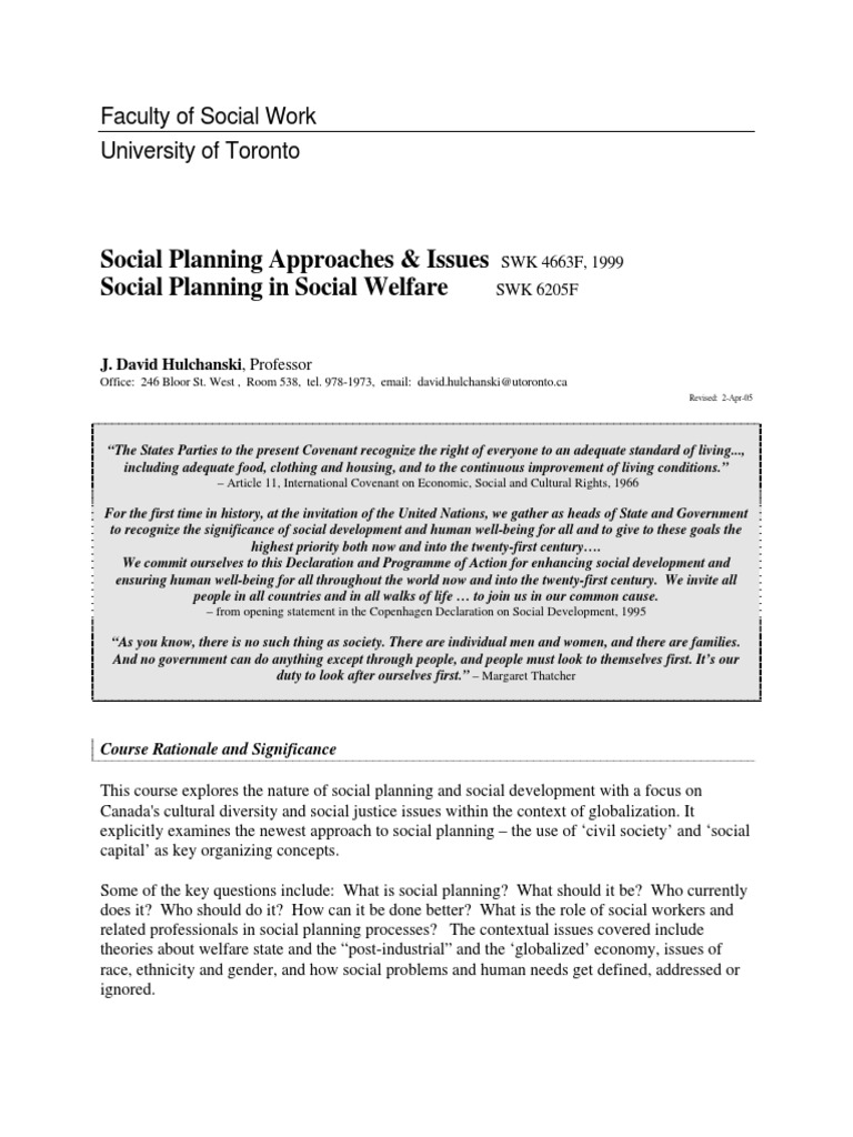 U of T Faculty Social Work Course Explores Social Planning Approaches ...