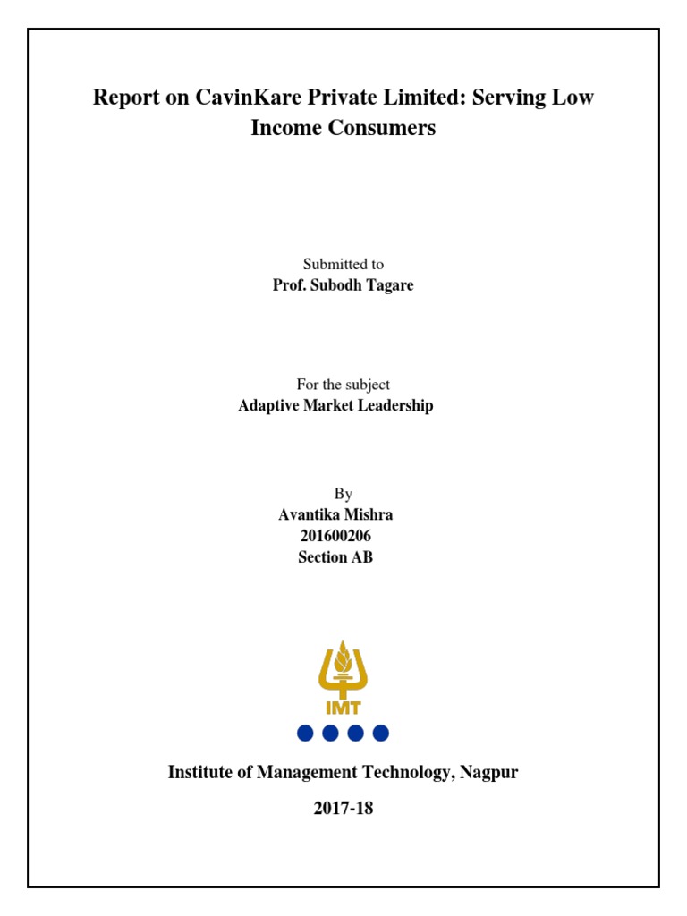 Report On CavinKare Private Limited | PDF | Target Audience | Sales