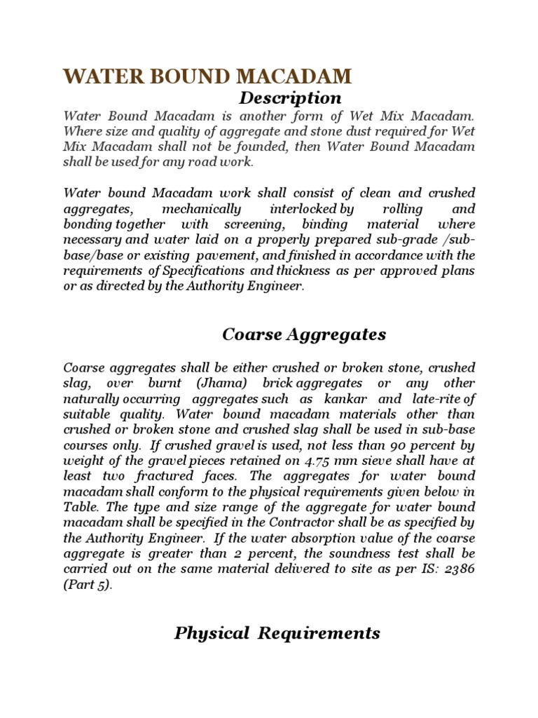 Water Bound Macadam-Wbm | PDF | Construction Aggregate | Road