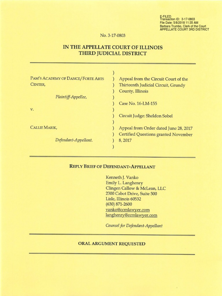 Reply Brief of Defendant Appellant FILED 5.8.18 (00408285xAF516 ...