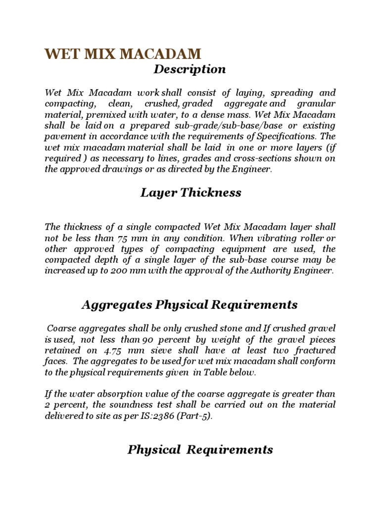 Wet Mix Macadam-Wmm | PDF | Construction Aggregate | Road Surface