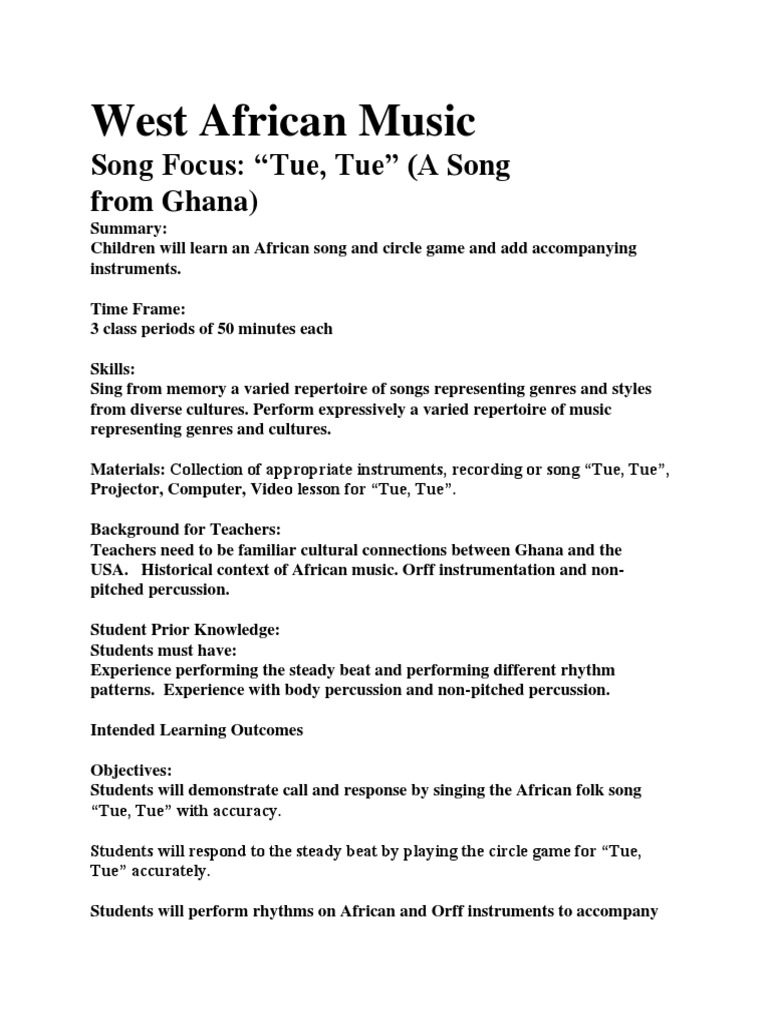 West African Music | PDF | Songs | Musical Instruments