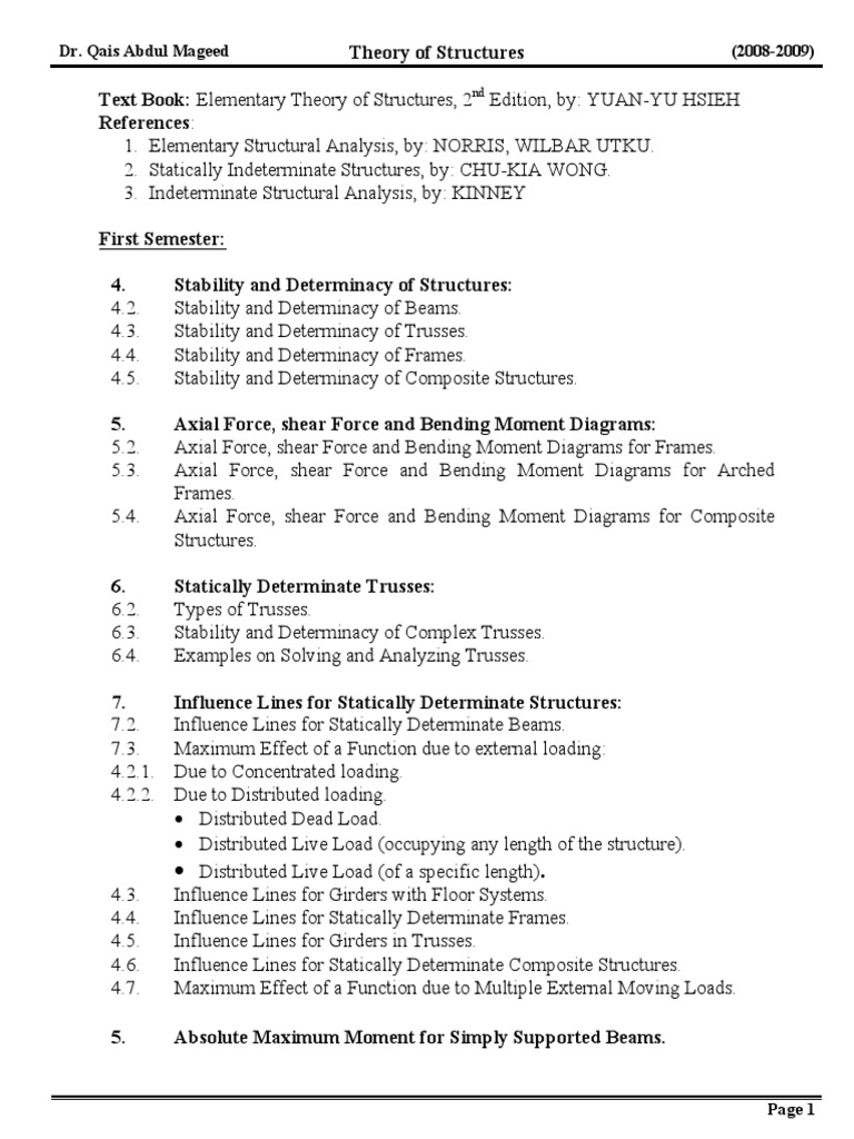 Theory of Structures PDF | PDF | Truss | Stiffness
