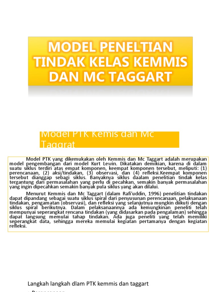 Model PTK Kemmis & Mc Taggart | PDF