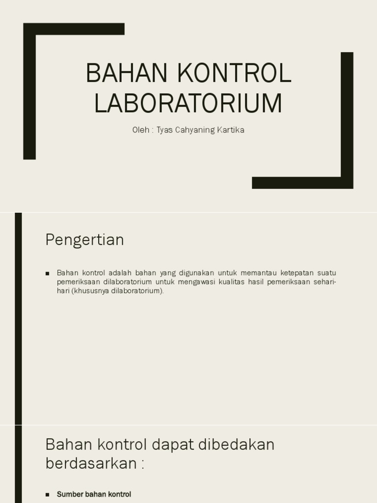 Bahan Kontrol Laboratorium | PDF