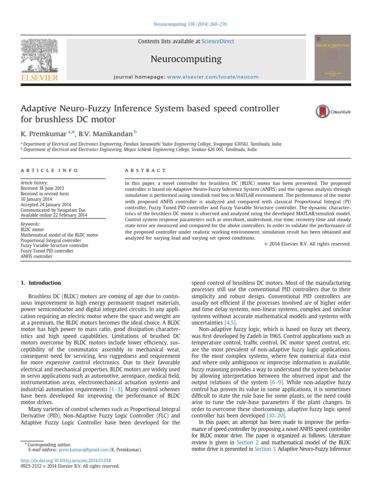 Neurocomputing: K. Premkumar, B.V. Manikandan | PDF | Control Theory | Fuzzy Logic