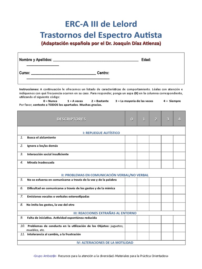 Escala Espectro Autista | PDF | Espectro autista | Comunicación