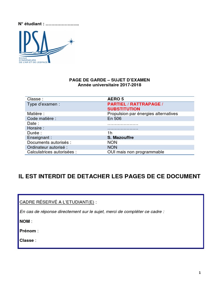 Formulaire Passerelle Etudes | PDF | Spacecraft Propulsion | Rocket Engine