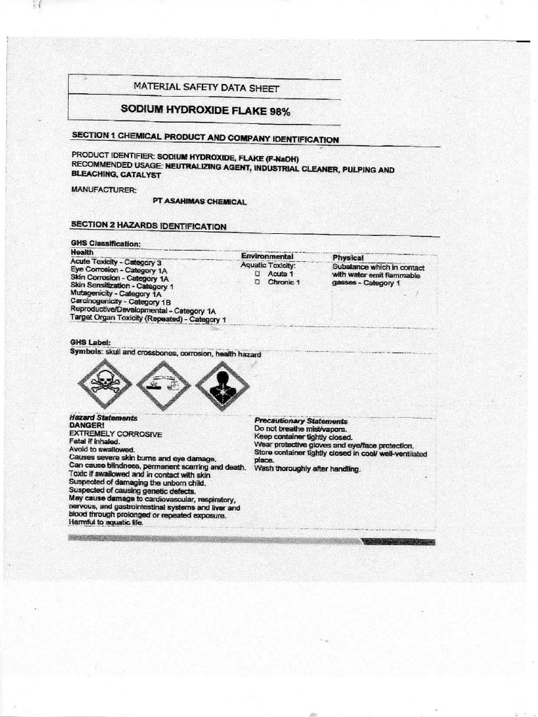 MSDS NaOH PDF | PDF