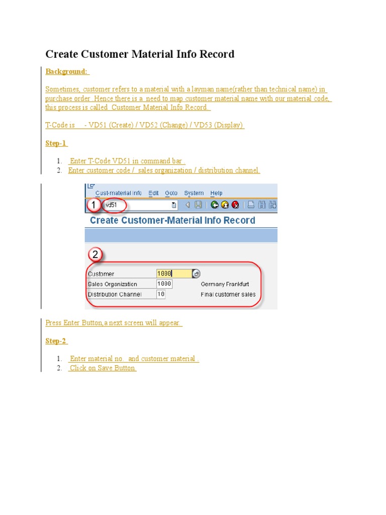 Create Customer Material Info Record | PDF