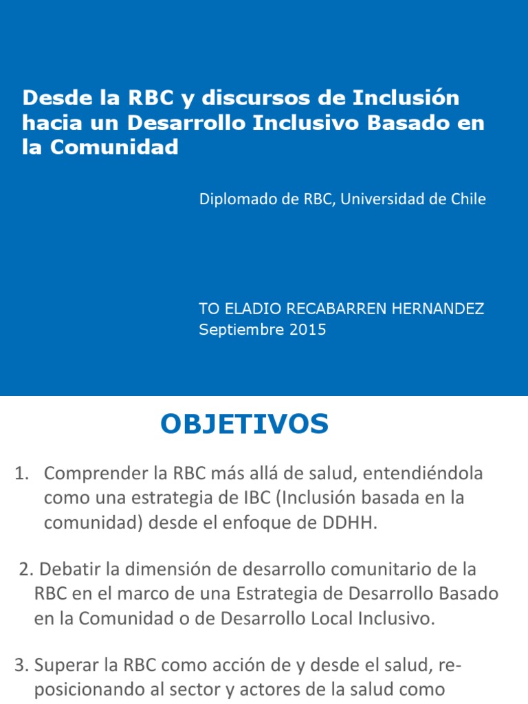 RBC: Inclusión y Desarrollo Comunitario | PDF | Igualdad social | Invalidez