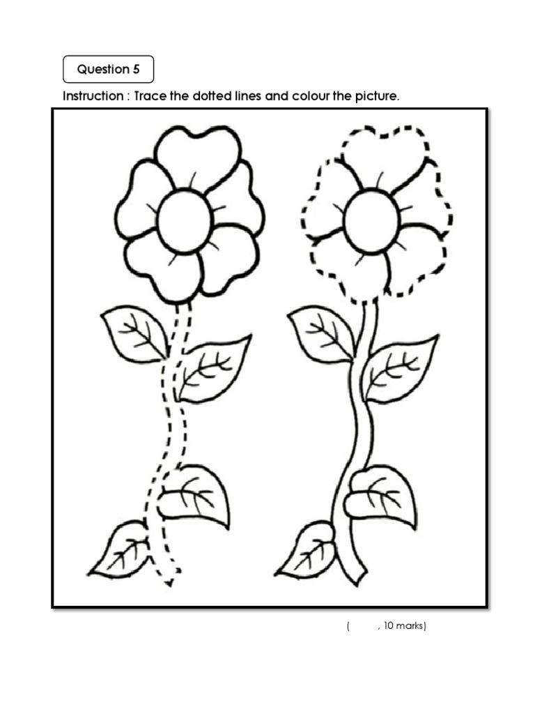 Instruction: Trace The Dotted Lines and Colour The Picture | PDF