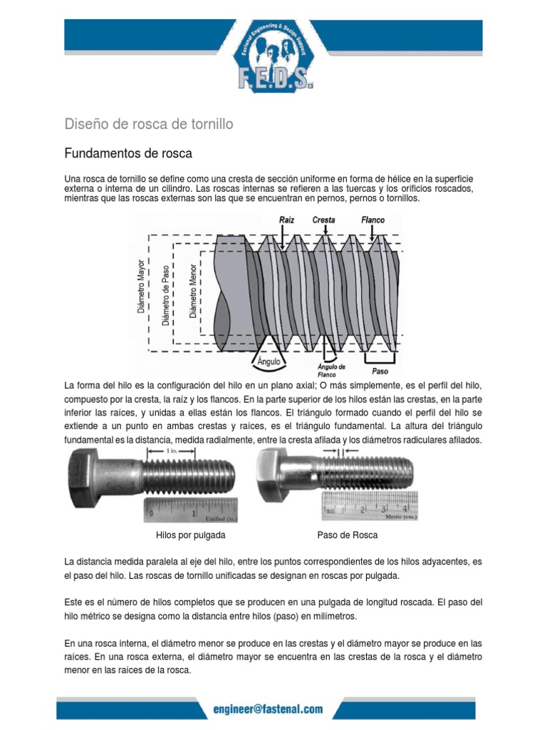 Diseño de Rosca de Tornillos | PDF | Revestimiento | Tornillo